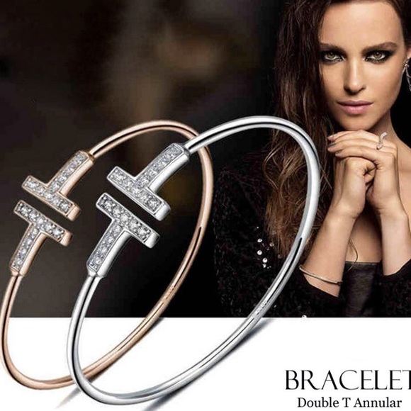 Fashion Jewelry | Jewelry | Beautiful Double T Crystal Bangles 925 ...